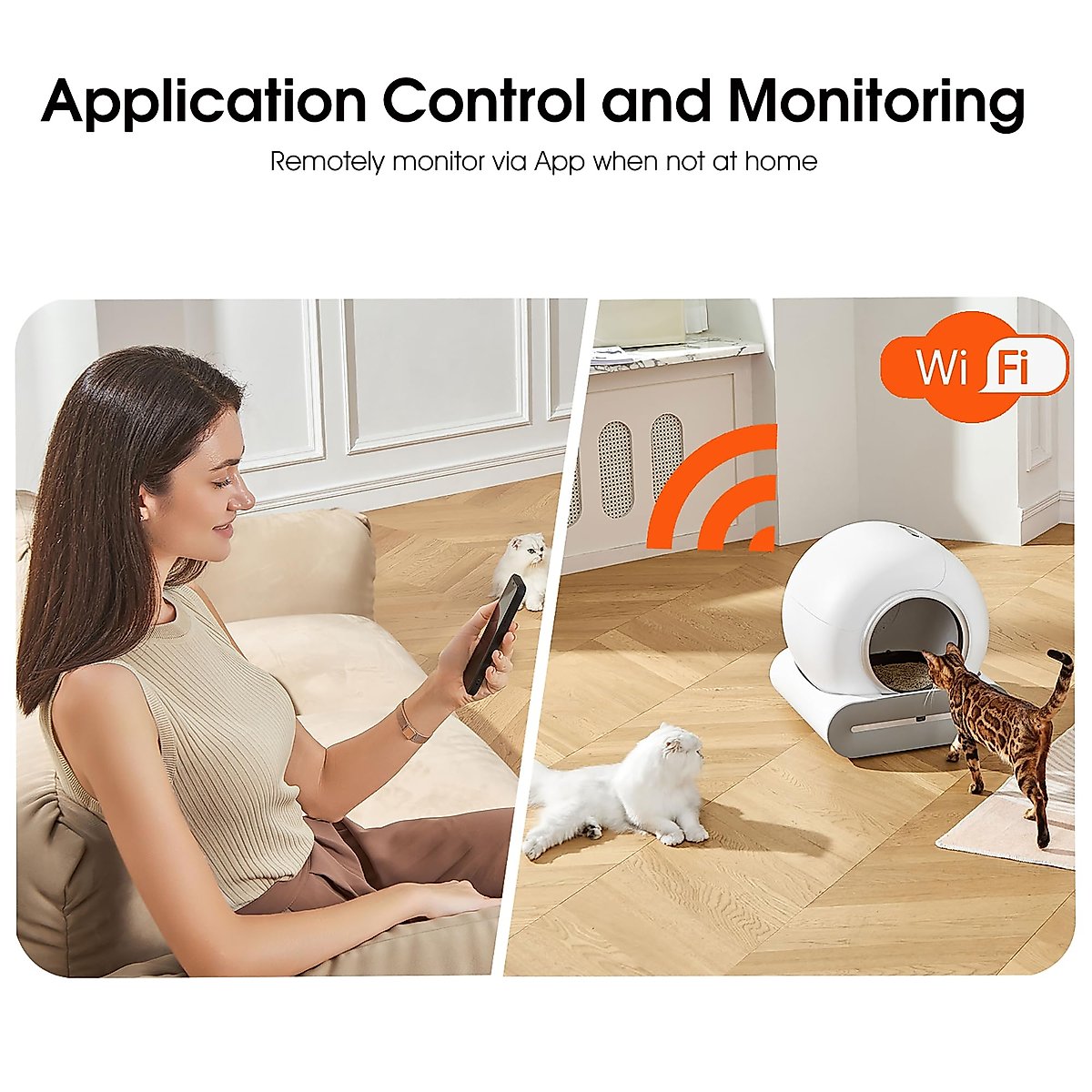 Automatic Smart Self-Cleaning Cat Litter Box,Automatic Cat Litter Cleaning Robot with 65L+9L Large Capacity/Smart Home App with Voice Control for Multiple Cats