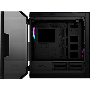 MSI MPG SEKIRA 500X Full Tower Gaming Computer Case (Black, 3X 200mm ARGB + 1x 200mm + 1x120mm ARGB Fans, 8 Channel ARGB Hub, USB Type-C, Tempered Glass, MSI Center, E-ATX, ATX, mATX, Mini-ITX)