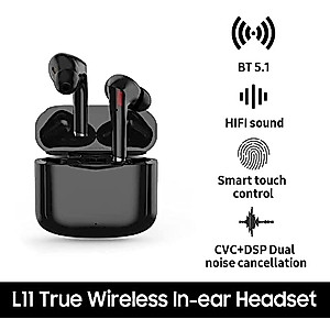 GAOMU G11 True Wireless Earbuds, TWS Bluetooth Headphones Stereo Sound Earphones, 30H Playtime Wireless Charging Case, Sweat Proof IPX7 Dual Bluetooth 5.0 Headset with Built-in Mic for Sports