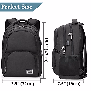 Travel Laptop Backpack, School Backpacks for Teens ,Computer Bag with USB Charging Port Fits 15.6 Inch Laptop, Water Resistant Durable Bookbag, Business Anti Theft Back Pack Gifts for Men Women, Black