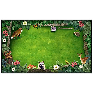 ABCarpet Kids Classroom Rug with Forest and Animals Large Area Rug for Kids Room, 13' x 7'5'' Play Mat for Children's Playroom or Bedroom, Non-Slip and Soft Education Kid's Play Carpet