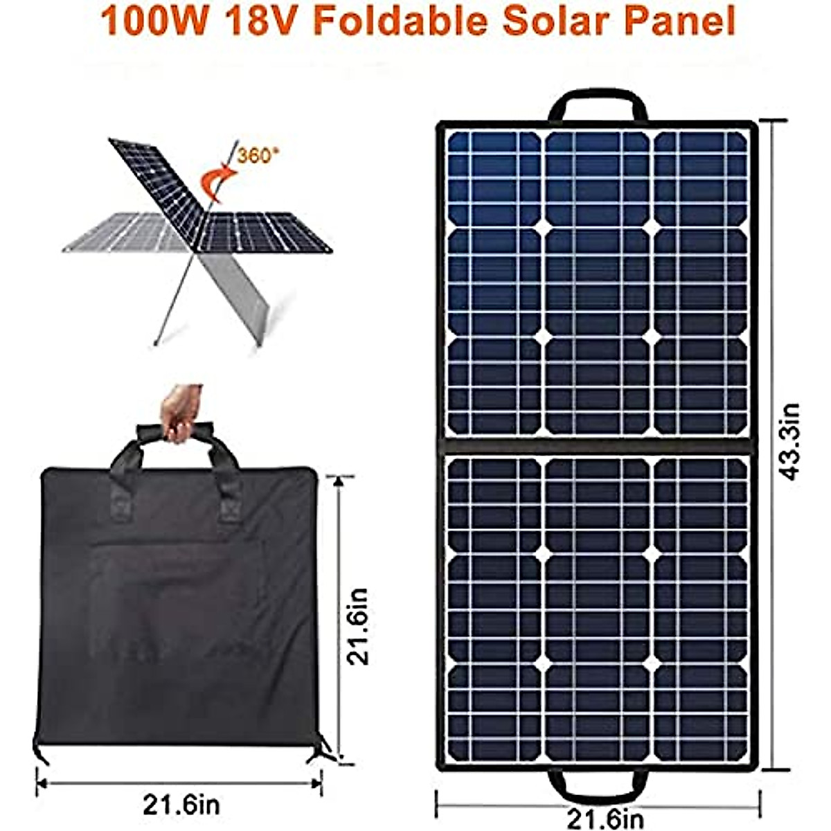 100W 18V Portable Solar Panel 5V USB Flashfish Foldable Solar Cells Battery Charger Folding Outdoor Power Supply Camping Garden (Color 50W) (100w) (50w)