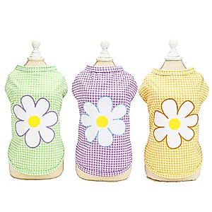 3 Pcs Tikwek Dog Clothes for Small Dogs Girl, Puppy Sleeveless Vest，Summer Pet Outfits, Printed Dog T-Shirts，Cute Cool Sweatshirt(flower2,M)