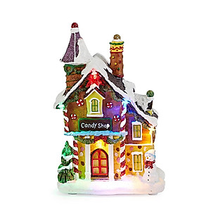 innodept12 Christmas Candy Gingerbread House Decor - Christmas Village Houses Building with LED Light up Decorative Tabletop Decoration