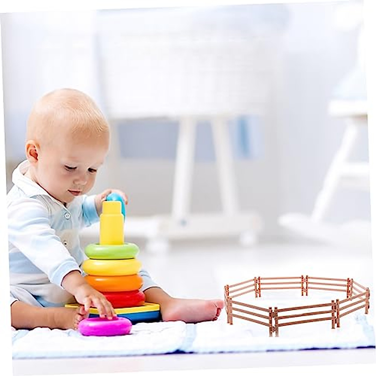 HANABASS 30pcs Plastic Fence Fence Grass Edging Fence Mini Wood Picket Landscape Wire Fencing Plastic Garden Palisade Fence Model Dolls House Small Picket Fence Board Game Small Fence 16c