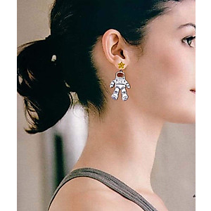 CutieJewelry Womens Teens Teenagers Astronaut Astro Cartoon Novelty Science Space Star Space Dangle Earrings (Astronaut)