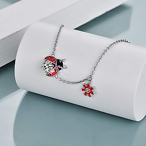 POPLYKE Ladybug Bracelet for Women 925 Sterling Silver Bracelet Jewelry Gifts for Mother Daughter Sister Grandma