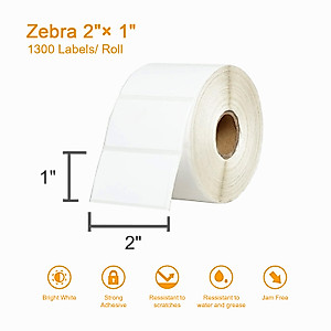 【15600 Labels/12 Rolls】 Labelebal 2" x 1" Direct Thermal Label (51mm x 25mm) Multipurpose Shipping Address Barcodes Labels Compatible for Zebra & Rollo Desktop Label Printer (1300 Labels/Roll)