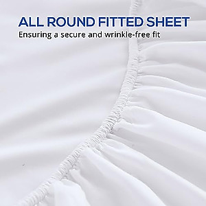 HUXMEYSON King Sheets Set, 4-Piece Bed Sheets & Pillowcases, Cooling Sheets with 16-inch Deep Pocket, White