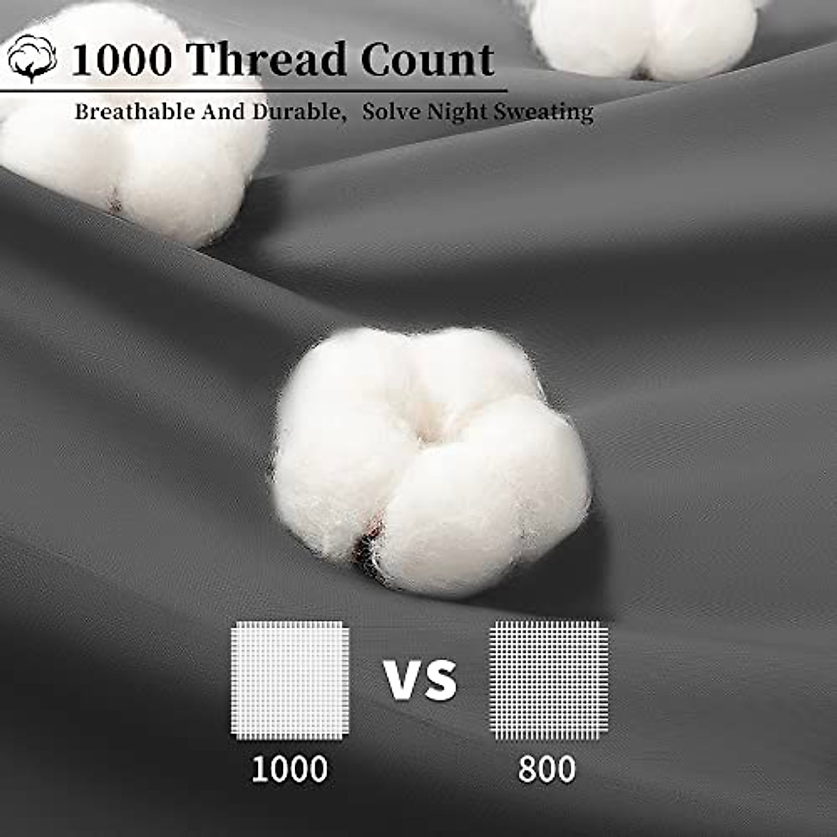 100% Egyptian Cotton Sheets Queen Size,1000 Thread Count Luxury Heavy Bed Sheets Set,Hotel Quality Sateen Weave,Very Smooth Soft with 18" Deep Pocket Sheets 4Pc Set (Charcoal Grey, Queen)