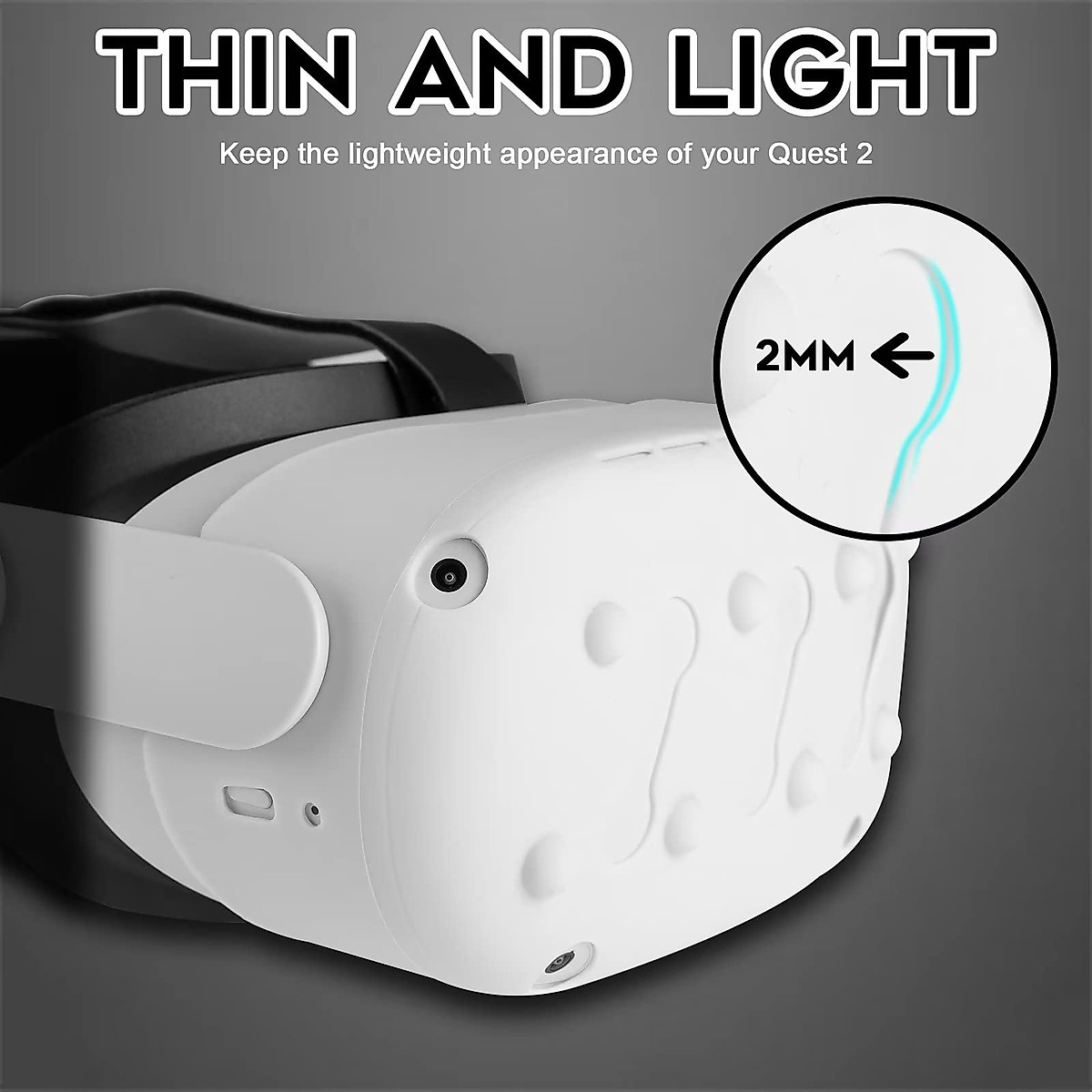 (1 Pack) Orzero Silicone Protective Cover Compatible for Quest 2, VR Gaming Front Face Case Shock-Resistant for Virtual Reality Headset - White