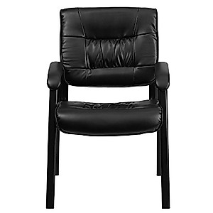 Flash Furniture Black LeatherSoft Executive Side Reception Chair with Black Metal Frame