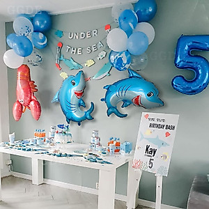 2 PCS Shark Balloons 1st Birthday Baby Shower Ocean Shark Theme Party Mylar Foil Shark Balloon Decor Supplies