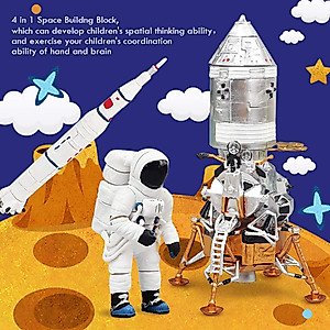 Lehoo Castle Building Toys for Kids Age 3-12,Space Station Space Shuttle Building Kit Including Astronaut, Rocket, Lunar Lander and Space Capsule, STEM Space Toy for Boys and Girls (109pcs)