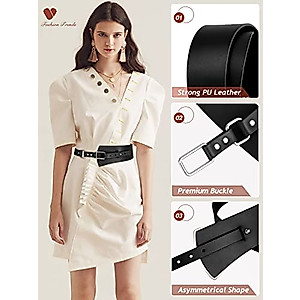 FIORETTO Wide Black Belt Women Fashion for Dress Leather Waist Belt Ladies Vintage Cinch Belts