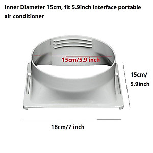 Exhaust Duct Interface, 5.9inch Dia Exhaust Duct Hose Adapter Connector for Portable Air Conditioner (Square Interface)
