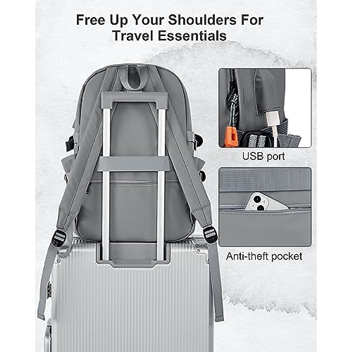 coowoz College Backpack Waterproof Black College Bags For Women Lightweight Travel Rucksack Casual Daypack Laptop Backpacks For Men Women (Grey S)