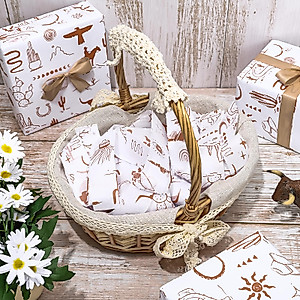 JarThenaAMCS 100 Sheets Western Cowboy Tissue Paper Wild West Rodeo Gift Wrapping Paper Brown DIY Art Craft Tissue for Birthday Holiday Cowgirl Party Decor Supplies, 13.7 x 19.6 Inch