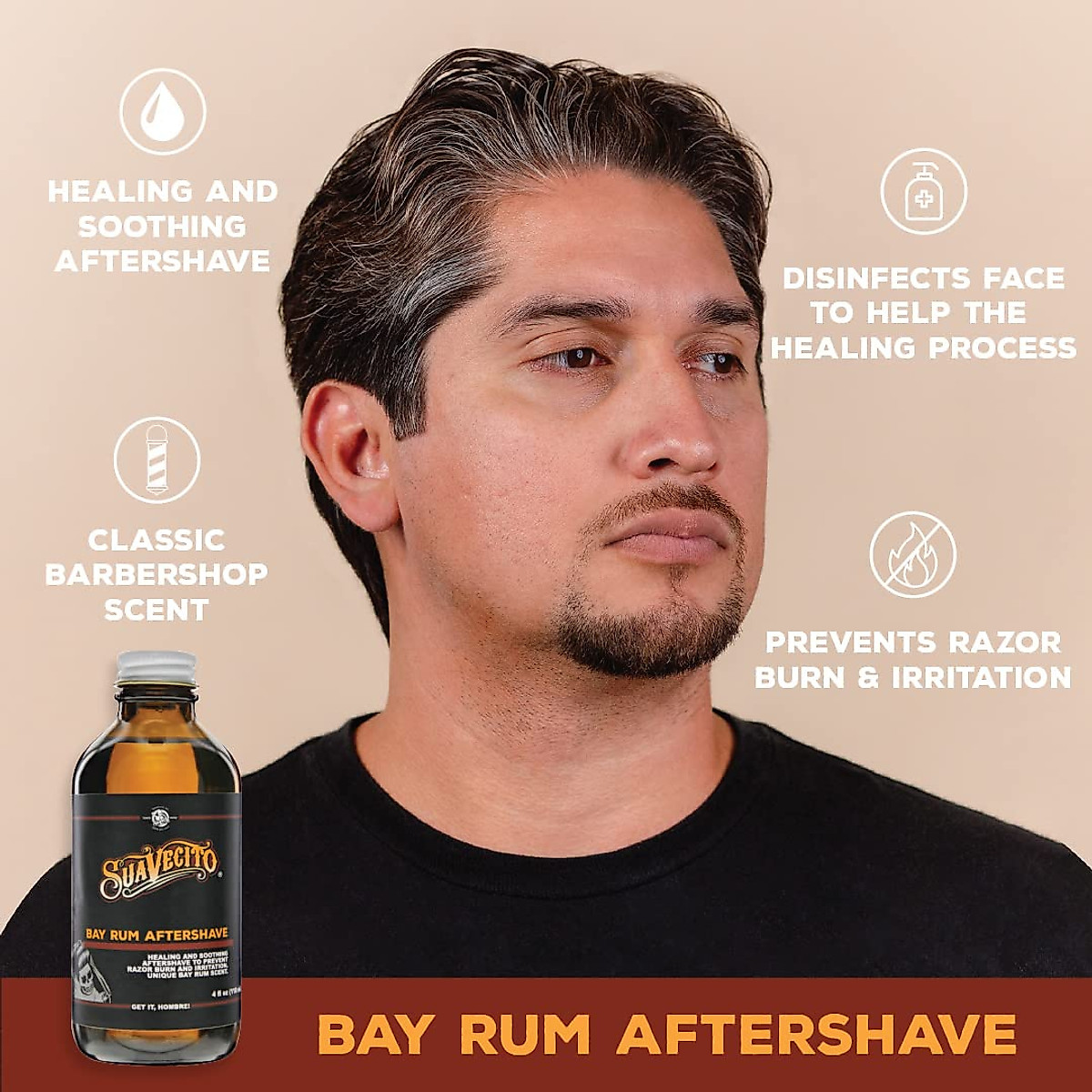 Suavecito Bay Rum After Bath-Classic Scented Aftershave for Men (16 FL OZ)
