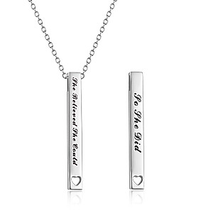 AXELUNA 925 Sterling Silver She Believed She Could So She Did Bar Necklace Jewelry Inspirational Gifts for Women