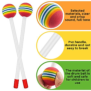 6 Pieces Lollipop Felt Drum Stick Soft Lollipop Drum Timpani Mallets Foam Head Percussion Sticks Rainbow Plastic Drumsticks for Kids Hand Percussion Toy for Adults Musical Instrument Accessories