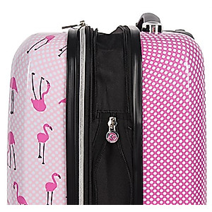 Betsey Johnson Designer 20 Inch Carry On - Expandable (ABS + PC) Hardside Luggage - Lightweight Durable Suitcase With 8-Rolling Spinner Wheels for Women (20in, Flamingo Strut)