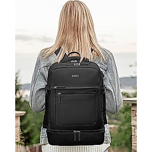ZOMFELT Carry on Backpack for Women with Shoes Compartment, Flight Approved Travel Backpack with USB Charging Port, TSA 17.3inch Waterproof Laptop Bag Large Casual School Daypack for Weekender