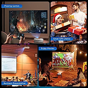 Outdoor Projector, Native 1080P Projector with WiFi and Bluetooth, 500ANSI Mini Projector 4K Support for Outdoor Movies, Max 500” Display, Compatible with Smartphone, Laptop, TV Stick, PS5, HDMI, USB