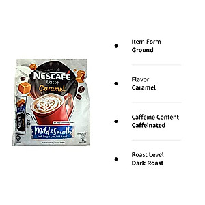 Nescafe 3 in 1 CARAMEL Coffee Latte - Instant Coffee Packets - Single Serve Flavored Coffee Mix (20 Sticks)