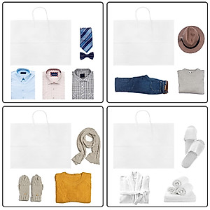 Moretoes 16x6x12 Inch 90pcs Gift Bags, White Paper Bags with Handles, Large Gift Bags Kraft Shopping Bags in Bulk for Boutiques, Small Business, Retail Stores, Gifts & Merchandise