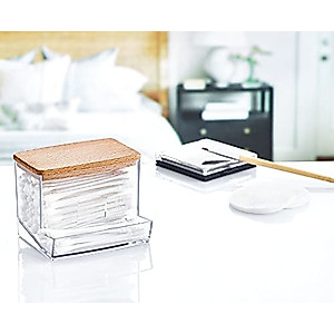 Boxup Air Tight Canister Storage Container with Wooden Lid Holder Bathroom Jars Canisters for Cotton Ball Swab Pad Storage Dispenzer