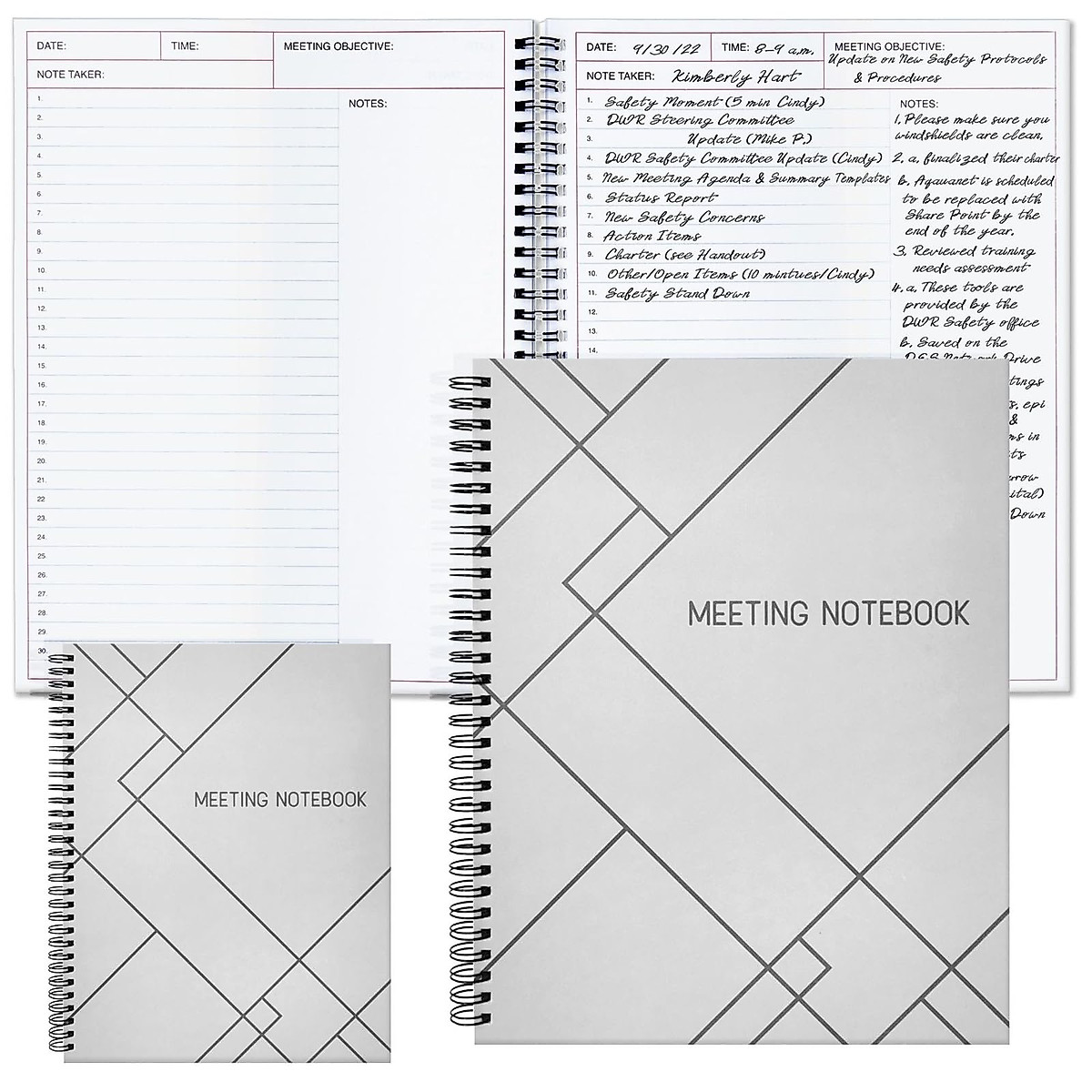 Juvale 2 Pack Meeting Notebooks for Work Organization, Office and Daily Notes, 80 Sheets, Spiral Bound Planner (8.5 x 11 In)