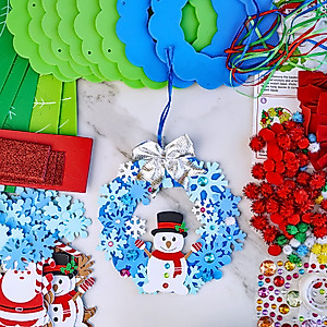 Winlyn 12 Sets Christmas Craft Kits Winter Crafts DIY 3D Christmas Wreath Ornaments Art Sets Santa Snowflake Snowman Christmas Foam Stickers Arts and Crafts for Kids Holiday Home Classroom Activities