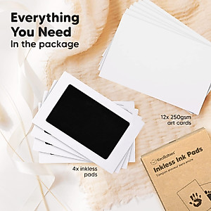 KeaBabies First 5 Years Baby Memory Book Journal & 4-Pack Inkless Hand and Footprint Kit - 90 Pages Hardcover First Year Keepsake Milestone Baby Book for Boys, Girls - Ink Pad for Baby Hand and Footpr