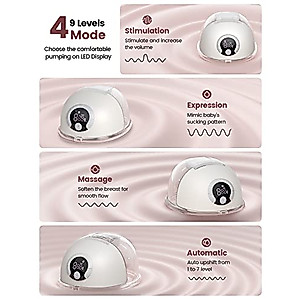 Momdiary Hands Free Breast Pump – Wearable Breast Pump with Ergonomic Baby Mouth for Painless Lactation – Portable Electric Pump with 4 Modes and 9 Levels – Compact and Comfortable Wireless Pump