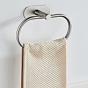 Self Adhesive Towel Ring for Bathroom, Stainless Steel Bath Hand Towel Holder Vintage Wall Mounted Bathroom Towel Rack