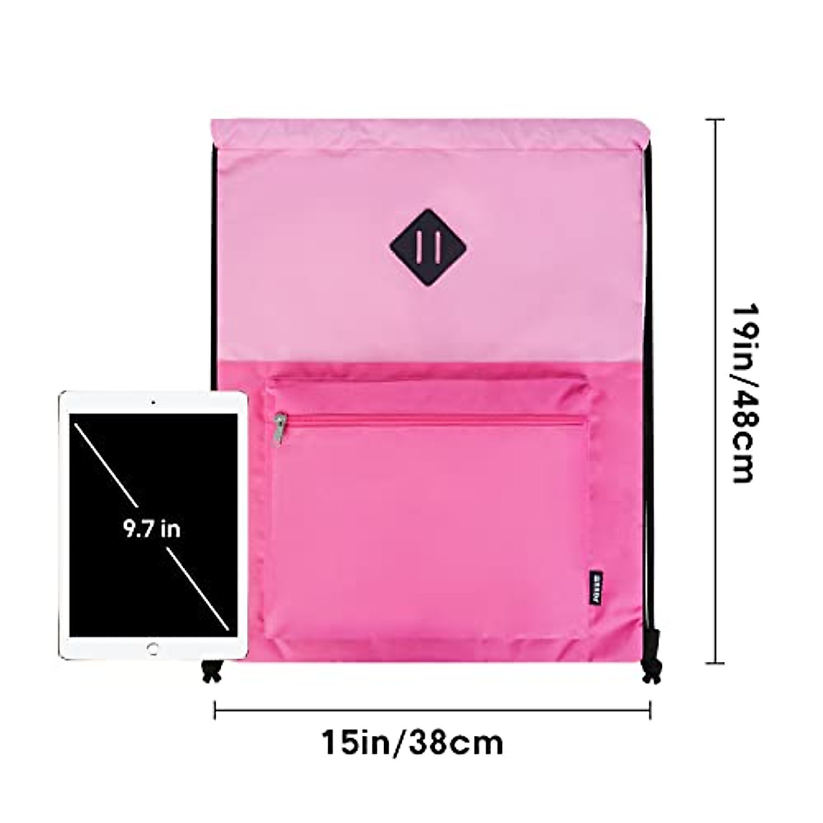 WANDF Drawstring Backpack Sports Gym Bag with Wet Compartment, Water-Resistant String Bag Cinch Bag for Women Men (Pink.)