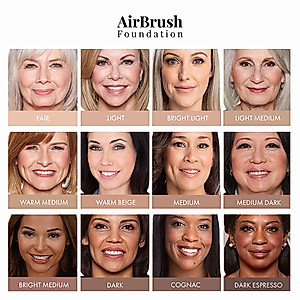 MagicMinerals AirBrush Foundation Set by Jerome Alexander – 3pc Set Includes Primer, Foundation and Kabuki Brush - Spray Makeup with Anti-aging Ingredients for Smooth Radiant Skin (Warm Medium)