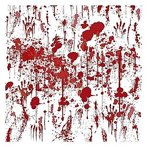 Allenjoy 6 x 6 FT Horror Halloween Party Backdrop Red Table Decor Banner Photography Background Photo Booth Props