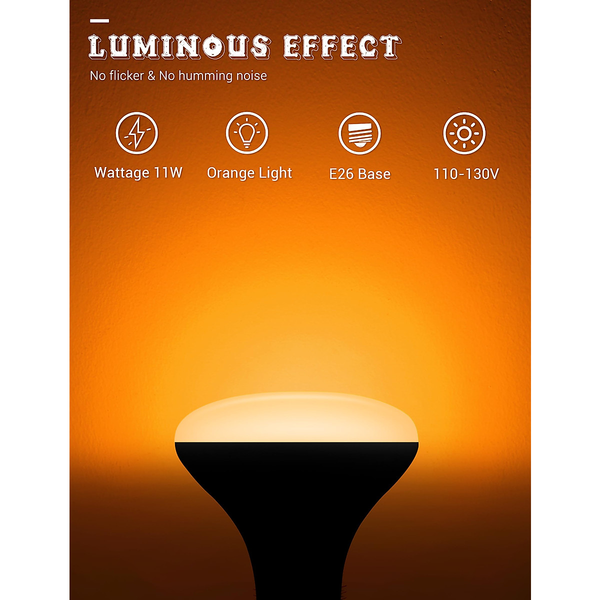 JandCase BR30 Halloween Light Bulbs, E26 Base Halloween Purple & Orange Indoor Flood Light Bulbs, Orange Purple Flood Light Bulbs for Halloween Decoration,11W(65W Equivalent),Not-Dimmable, 2 Pack