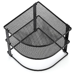 Elsjoy 2 Pack 3-Tier Cabinet Corner Shelf, 9 Inch Metal Counter Corner Organizer Rack, Kitchen Storage Shelf Pantry Organizer for Plate, Cups, Matte Black