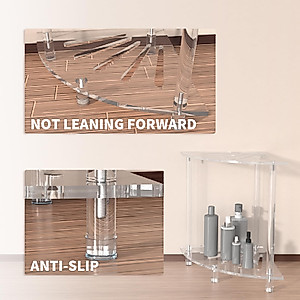 UTHIN Acrylic Corner Shower Stool, Clear Corner Shower Chair for Inside Shower, 2 Layers Shower Bench with Storage Shelf for Shaving Legs, Waterproof Non-Slip Shower Chair Seat for Bathroom