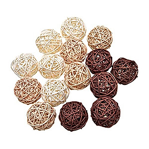 Pomeat 15pcs Wicker Rattan Balls Decorative Ball Orbs Vase Fillers Table Decor, Wedding Party Decoration, Decorative Balls for Centerpiece Bowls