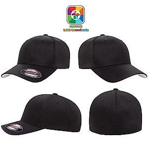 Custom Flex Fit Hat - Add Your Own Text Embroidered - Fitted Hat (L/XL, Black)