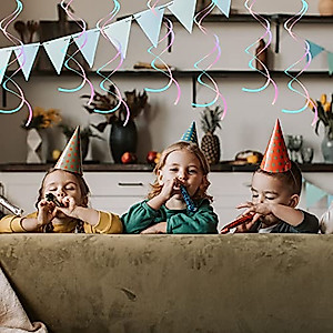 30 Pieces Iridescent White Hanging Swirls, Foil Swirl Hanging Decorations Plastic Steamers for Ceiling, Dangling Whirls Wedding Baby Shower Birthday Party Decorations