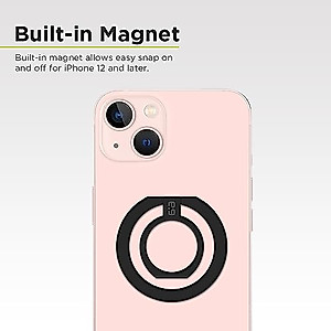 PureGear Magnetic Phone Grip, Magnetic Phone Ring Stand, Magnetic Phone Ring Holder for MagSafe iPhone 14, 14 Plus, 14 Pro, 14 Pro Max, 13, 13 Pro, 13 Mini, 13 Pro Max, 12, Adjustable Kickstand(Black)