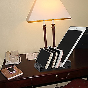 Charging Station,Thopeb 4 Port USB Charging Station Included 4 Short Mixed Cables - Compatible Ipad,iPhone,Samsung,Smartphone - Desktop Cell Phone Charge Stand & Multiple USB Charger Docking Organizer