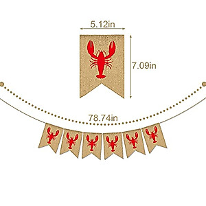 Pudodo Jute Burlap Crawfish Banner Rustic Summer Lobster Birthday Party Mantle Fireplace Decoration