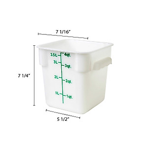Excellante 4-Quart Polypropylene Square Food Storage Containers, White