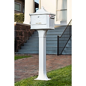 Architectural Mailboxes Hamilton Cast Aluminum, Locking, Post Mount Mailbox, Compatibility Code C, HM200WAM, White, Large Capacity